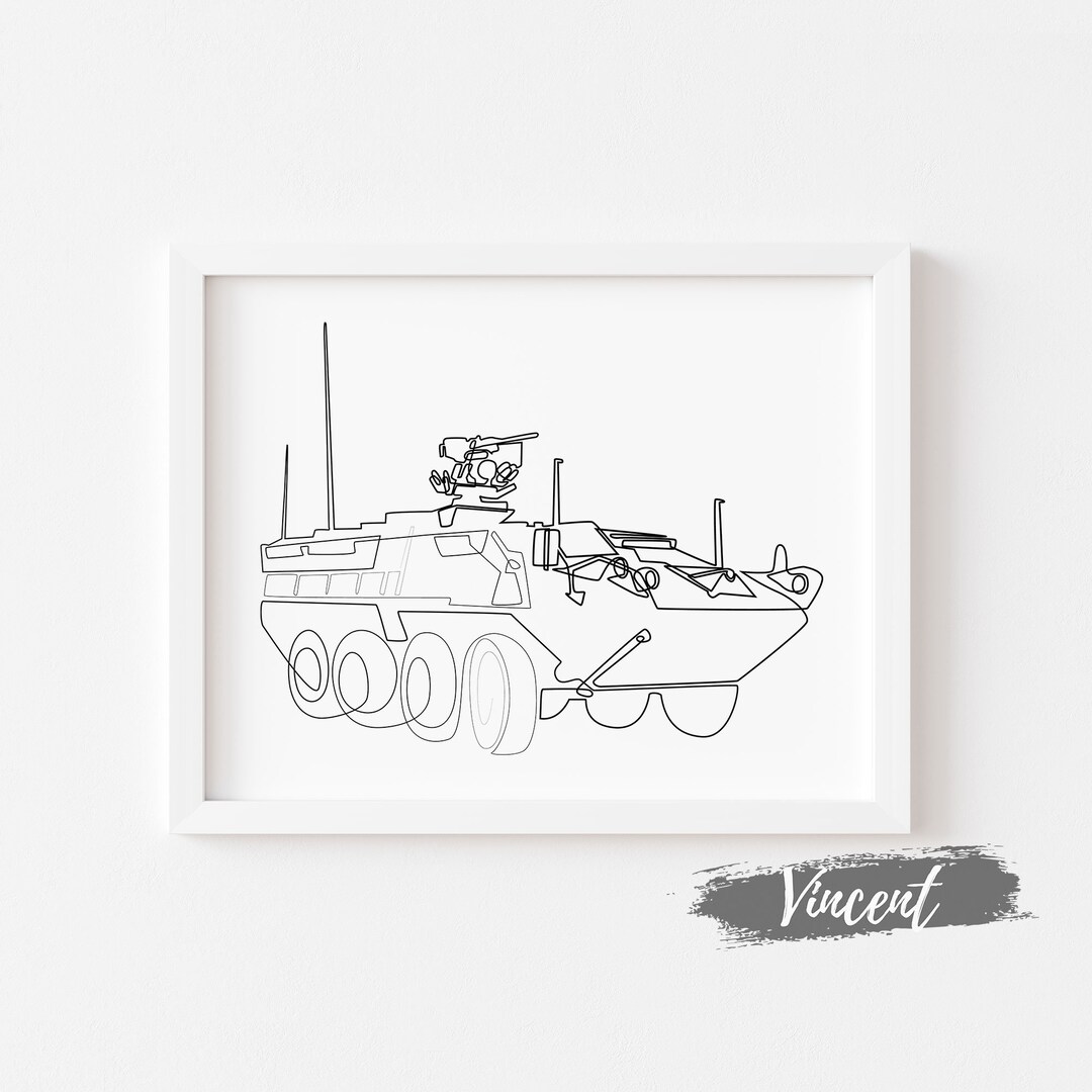 ICV Military Vehicle Line Art Printable JPG & SVG Cut Files, U.S Army ...