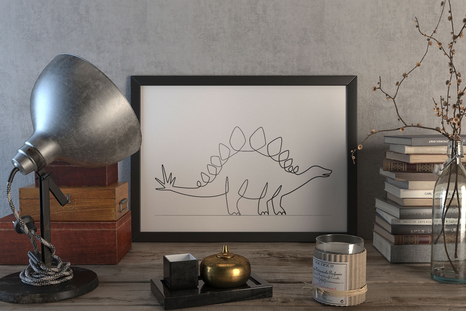 Stegosaurus Dinosaur Line Drawing Art Printable JPEG PNG & SVG Cut ...