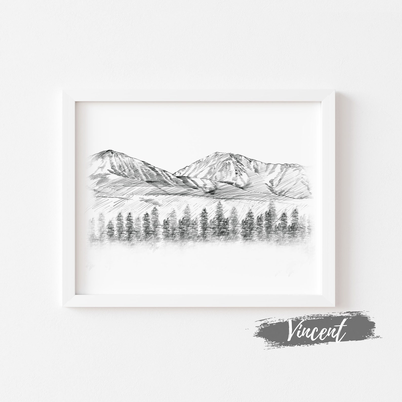 Denali Mountain Line Drawing Art Printable JPEG PNG, National Park ...