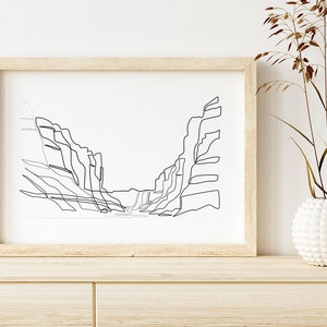 Grand Canyon Abstract Line Drawing Art Printable JPEG PNG & SVG Cut ...