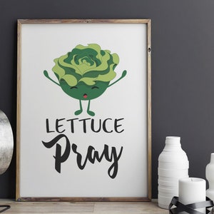 Lettuce Pray Pun Birthday Card Printable JPEG Images, Let Us Pray Funny ...
