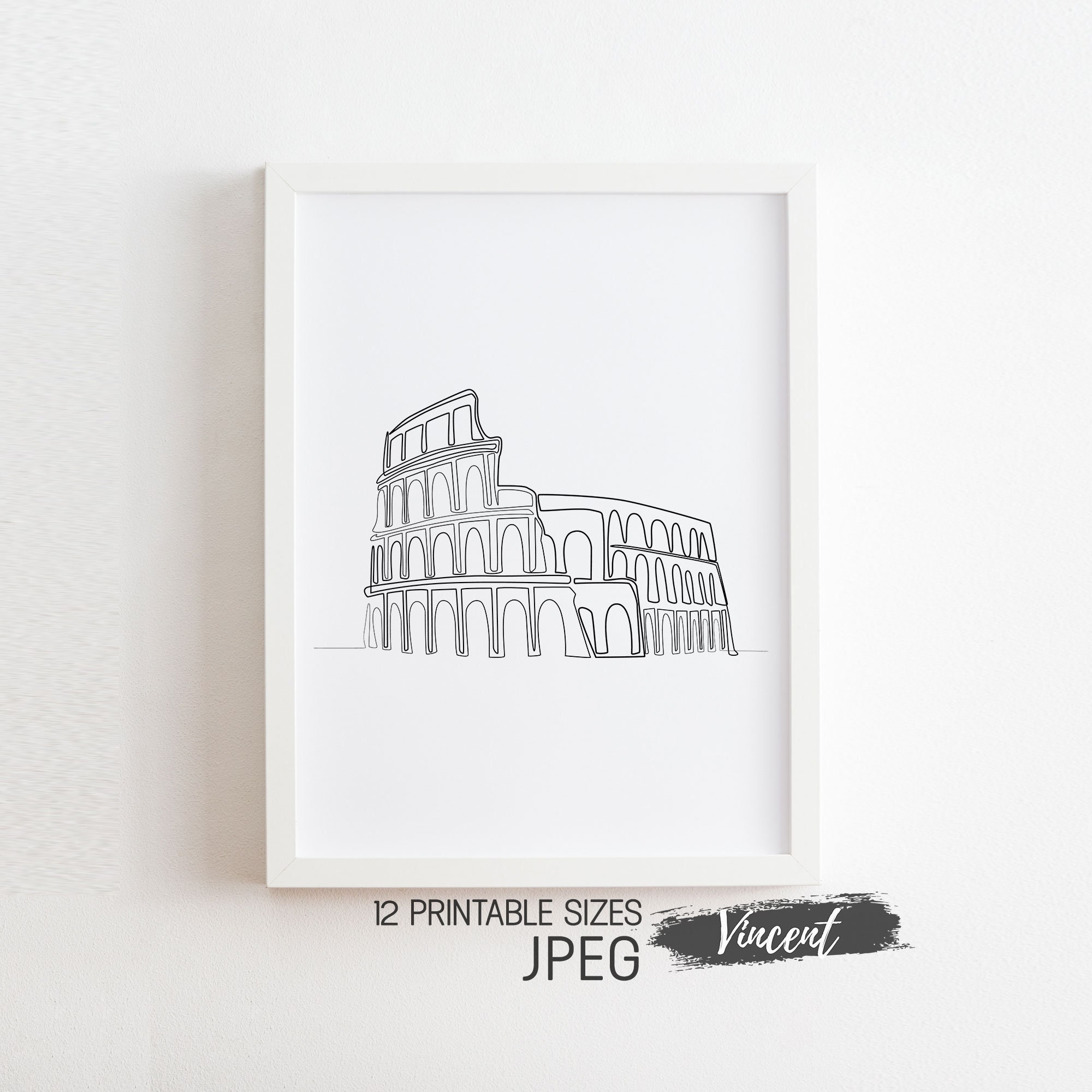 Colosseum Line Art Printable JPG PNG & SVG Cut Files | Etsy