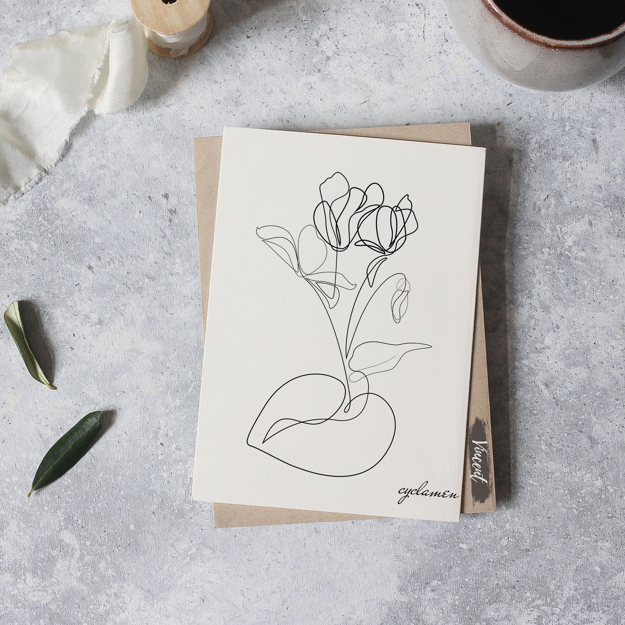 Cyclamen Flower Line Drawing Printable JPEG PNG & SVG Sign Cut Files ...