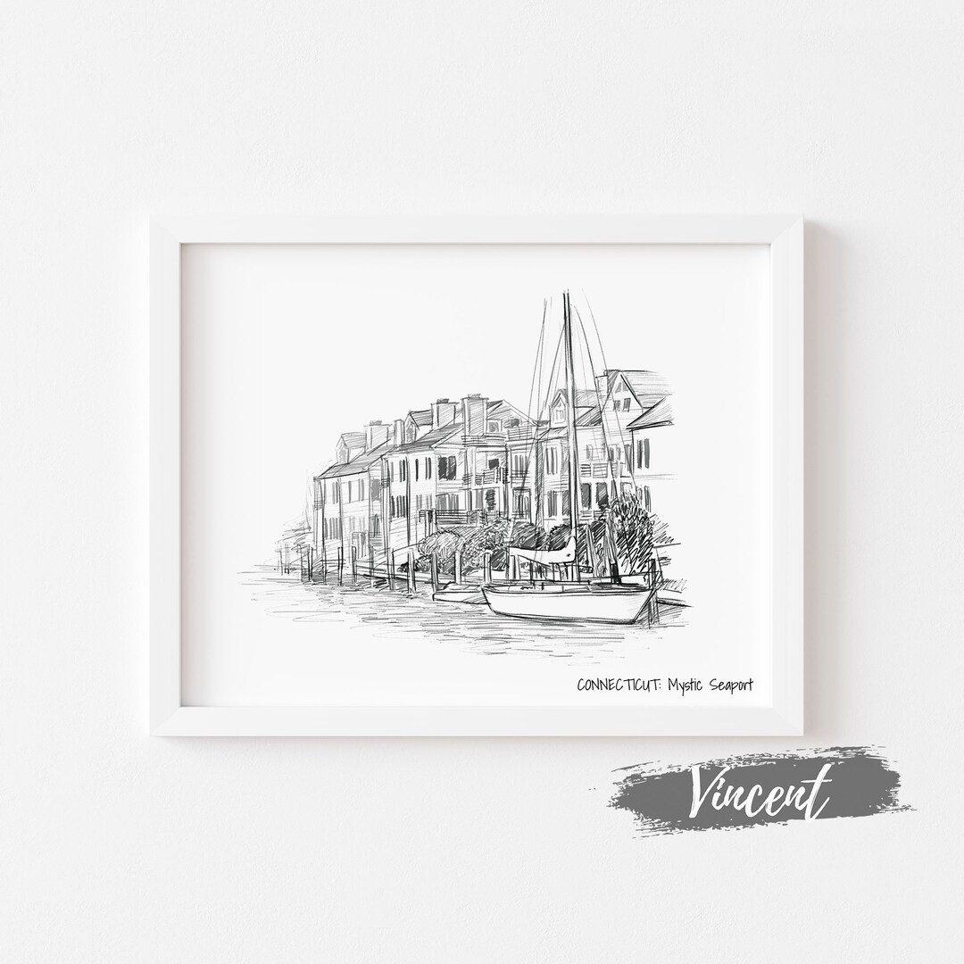 Mystic Seaport Museum Abstract Sketch Drawing Printable JPG PNG ...