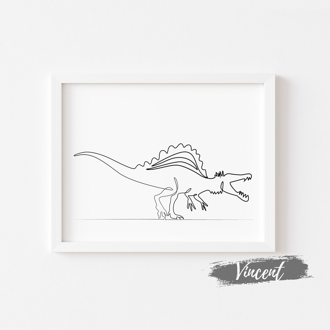 Spinosaurus Dinosaur Line Art Printable JPEG PNG & SVG Cut Files ...