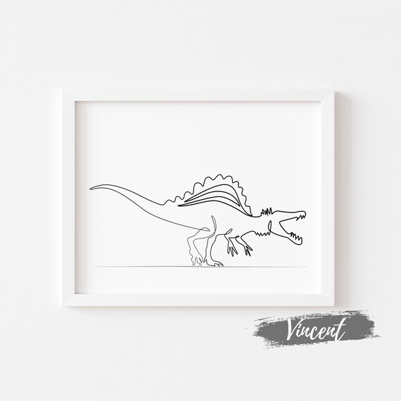 Spinosaurus Dinosaur Line Art Printable JPEG PNG & SVG Cut - Etsy