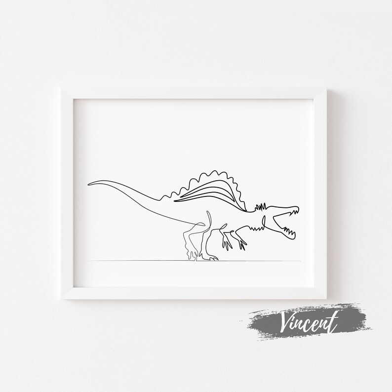 Spinosaurus Dinosaur Line Art Printable JPEG PNG & SVG Cut - Etsy
