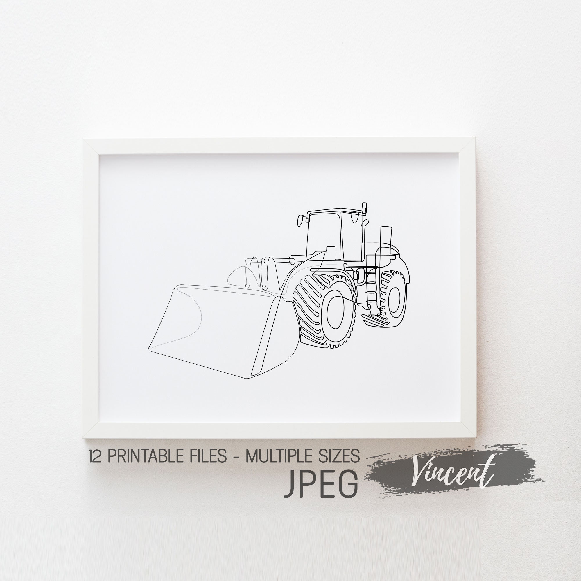 Wheel Loader Construction Truck Line Art Printable JPG PNG & | Etsy