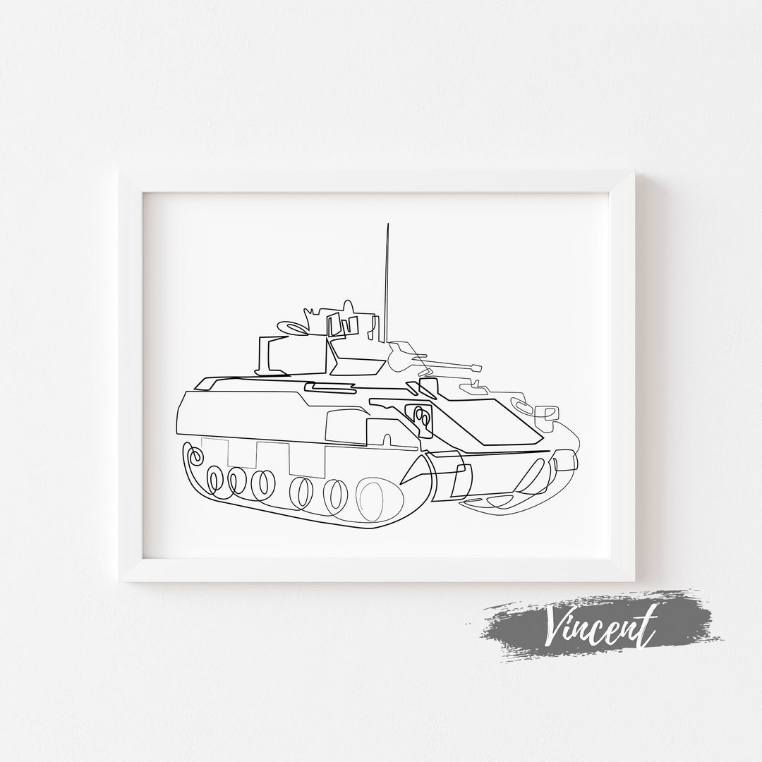 M2 Bradley Fighting Vehicle Line Art Drawing Printable JPEG PNG & SVG ...