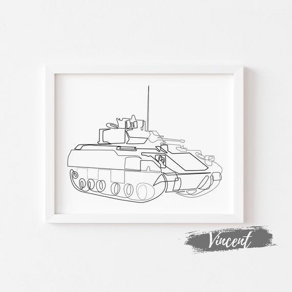 M2 Bradley Fighting Vehicle Line Art Drawing Printable JPEG - Etsy UK