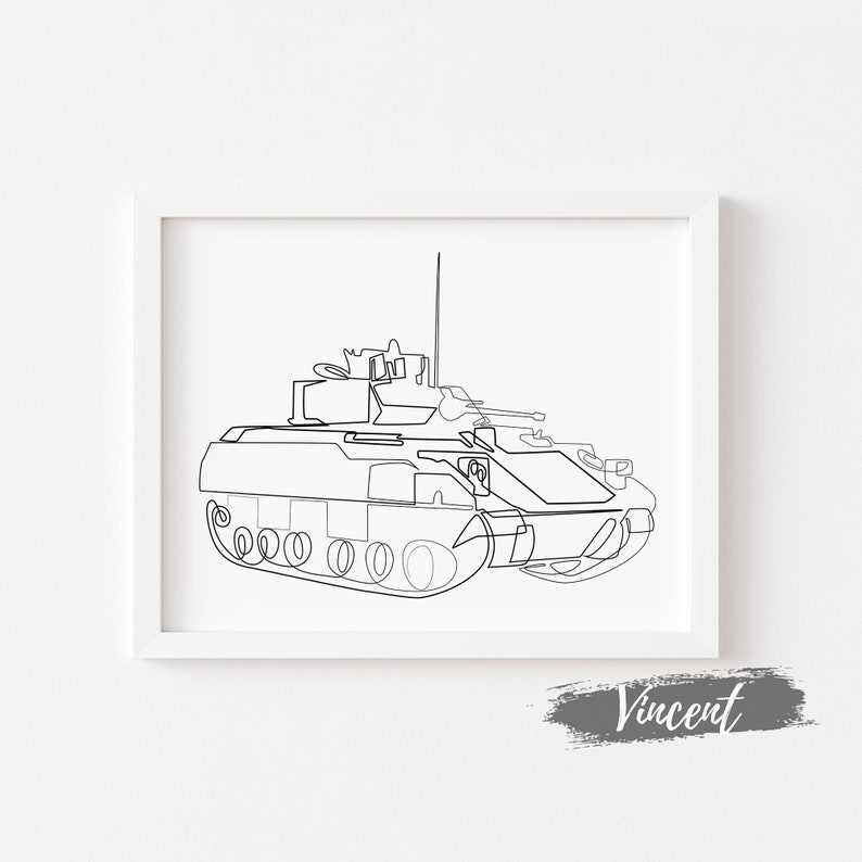 M2 Bradley Fighting Vehicle Line Art Drawing Printable JPEG - Etsy UK