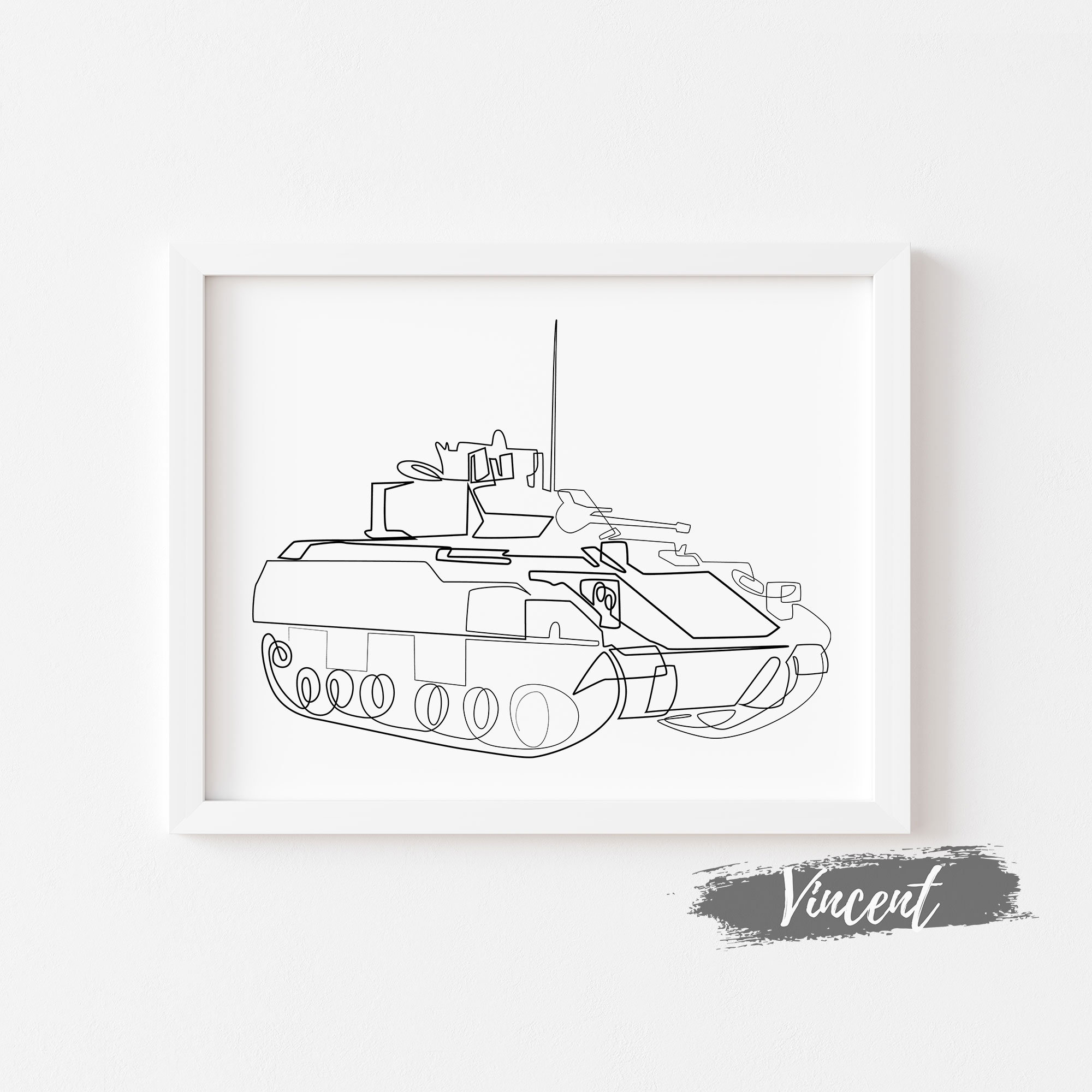 M2 Bradley Fighting Vehicle Line Art Drawing Printable JPEG PNG & SVG ...