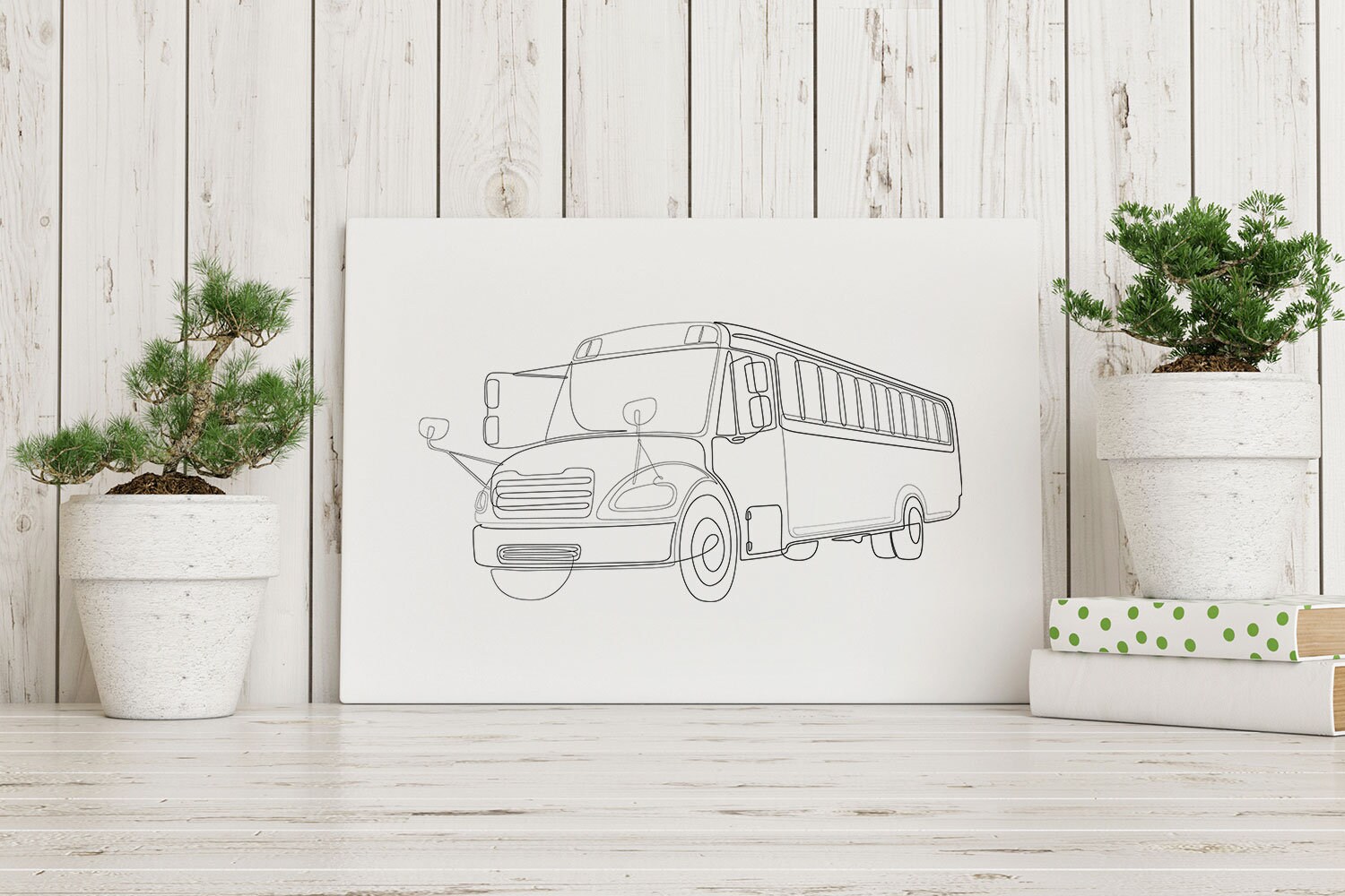 School Bus Line Art Printable Designs, Bus Single Line Drawing Art ...