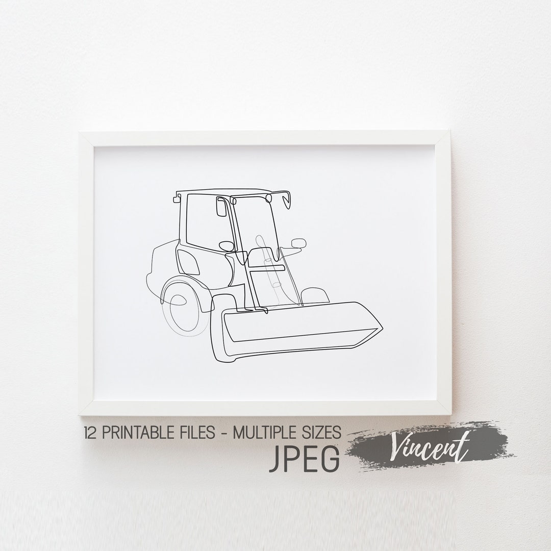 Abstract Construction Car Line Art Drawing Printable JPEG PNG & SVG Cut ...