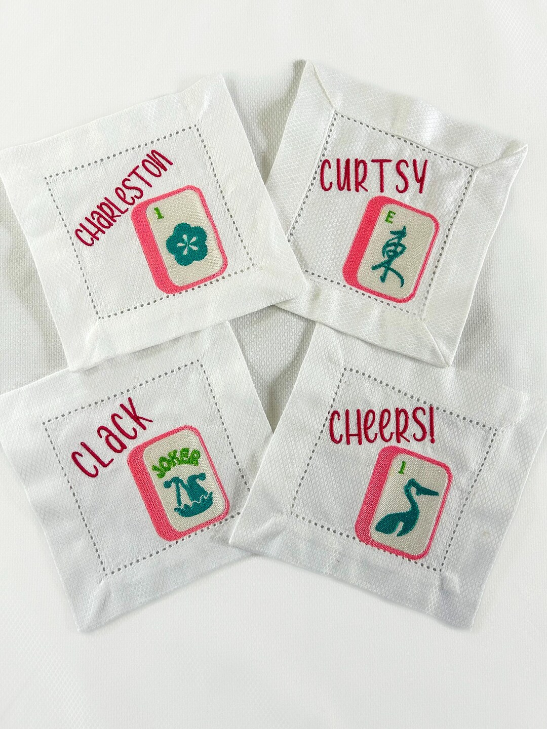Mahjong Cocktail Napkins | Custom Cocktail Napkins | Hostess Gift ...