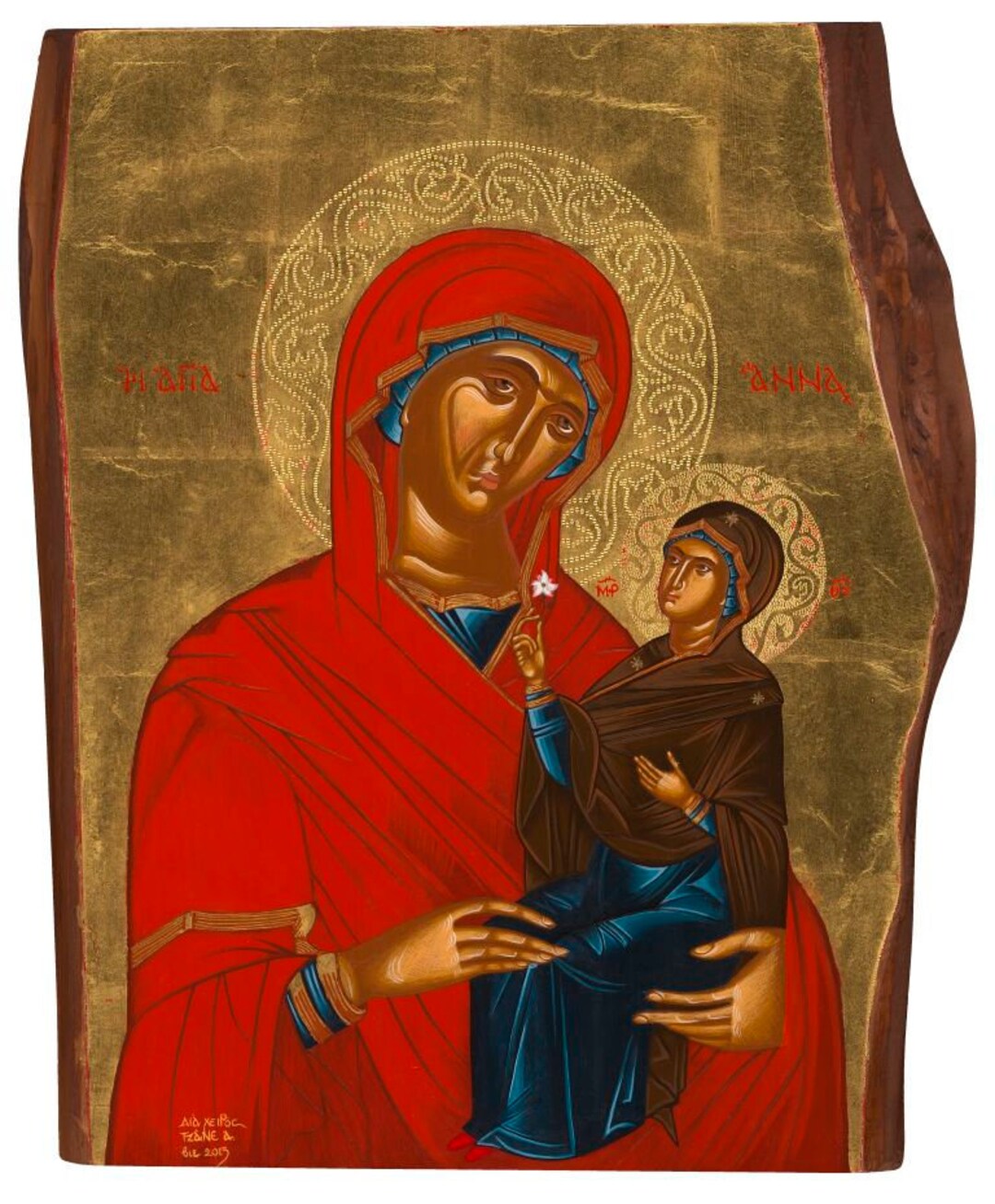Saint Anne With Virgin Mary Hand Painted Orthodox Icon, Theotokos ...