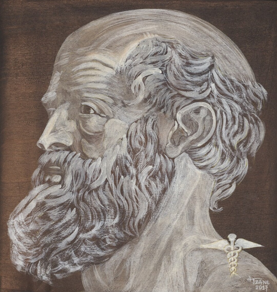 Hippocrates Hand Painted, Ancient Greek, Father of Medicine, Handmade ...