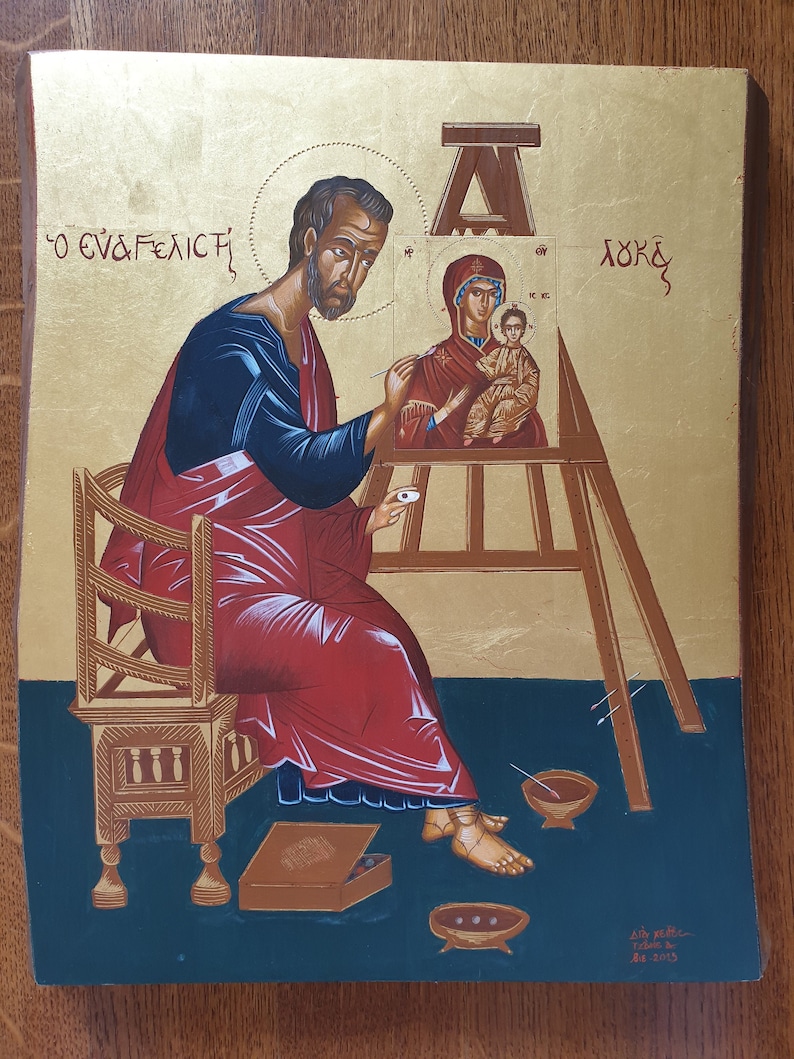 Luke the Evangelist Hand Painted Orthodox Icon, Saint Luke, Religious Item, Byzantine Greek Icon ...