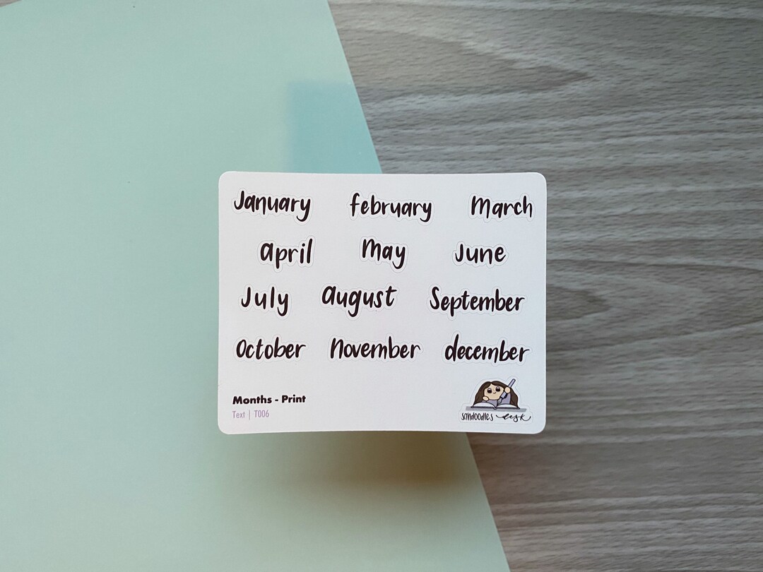 Print Months Sticker Sheet Functional Monthly Stickers for - Etsy UK