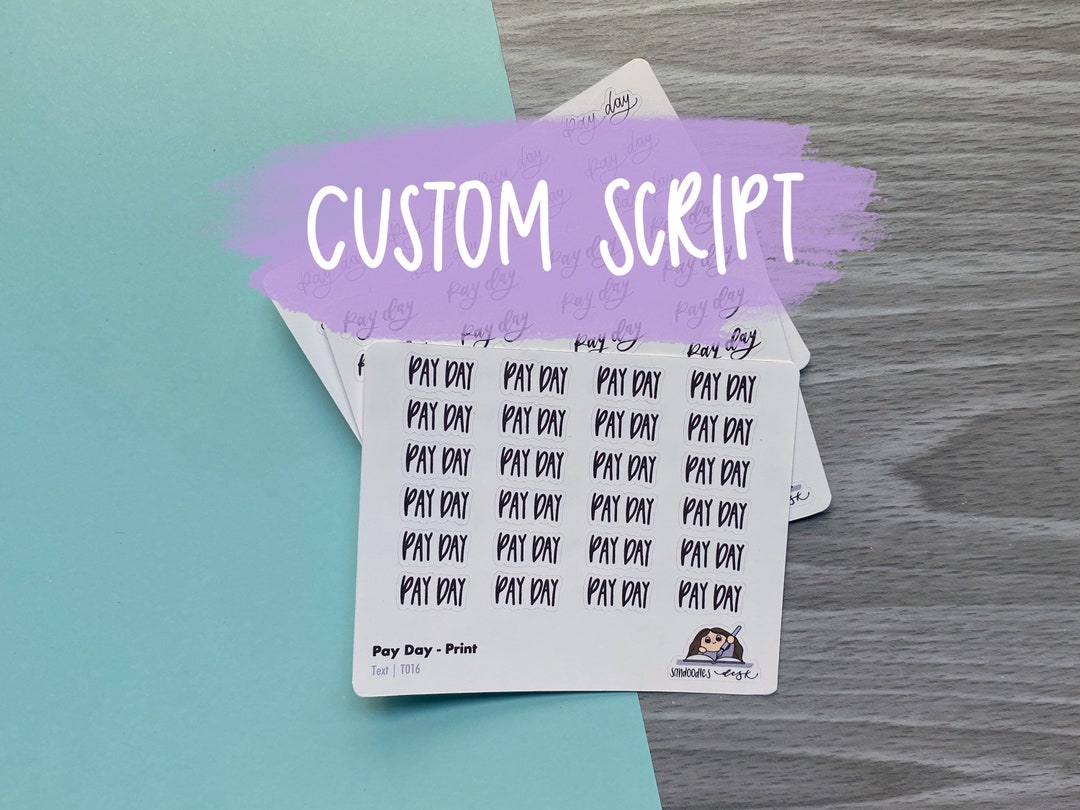 Custom Word Sticker Sheet Personalizable, Mini Minimal Text / Script ...