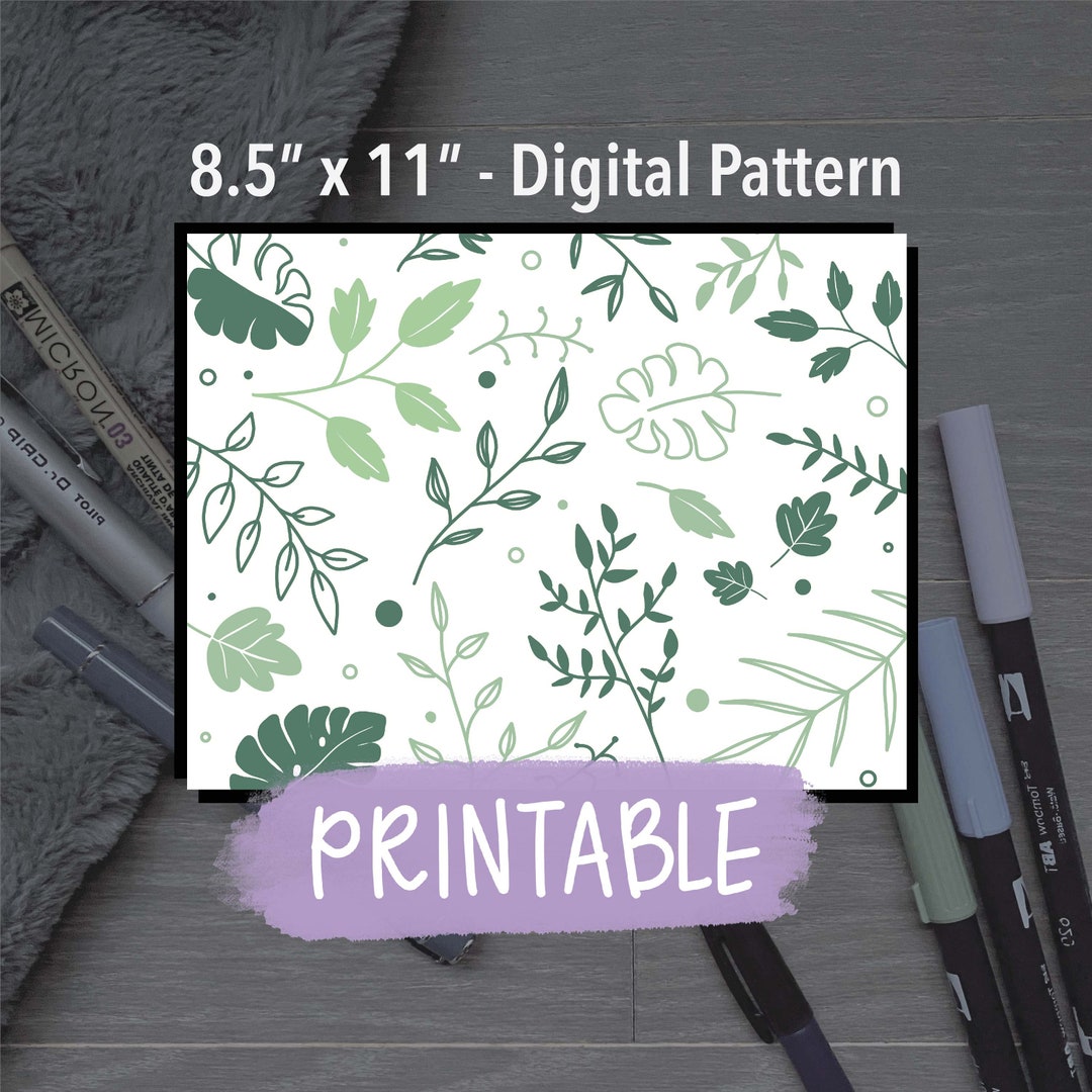 PRINTABLE Leaf Pattern | Digital Letter-sized Decorative Dashboard for ...