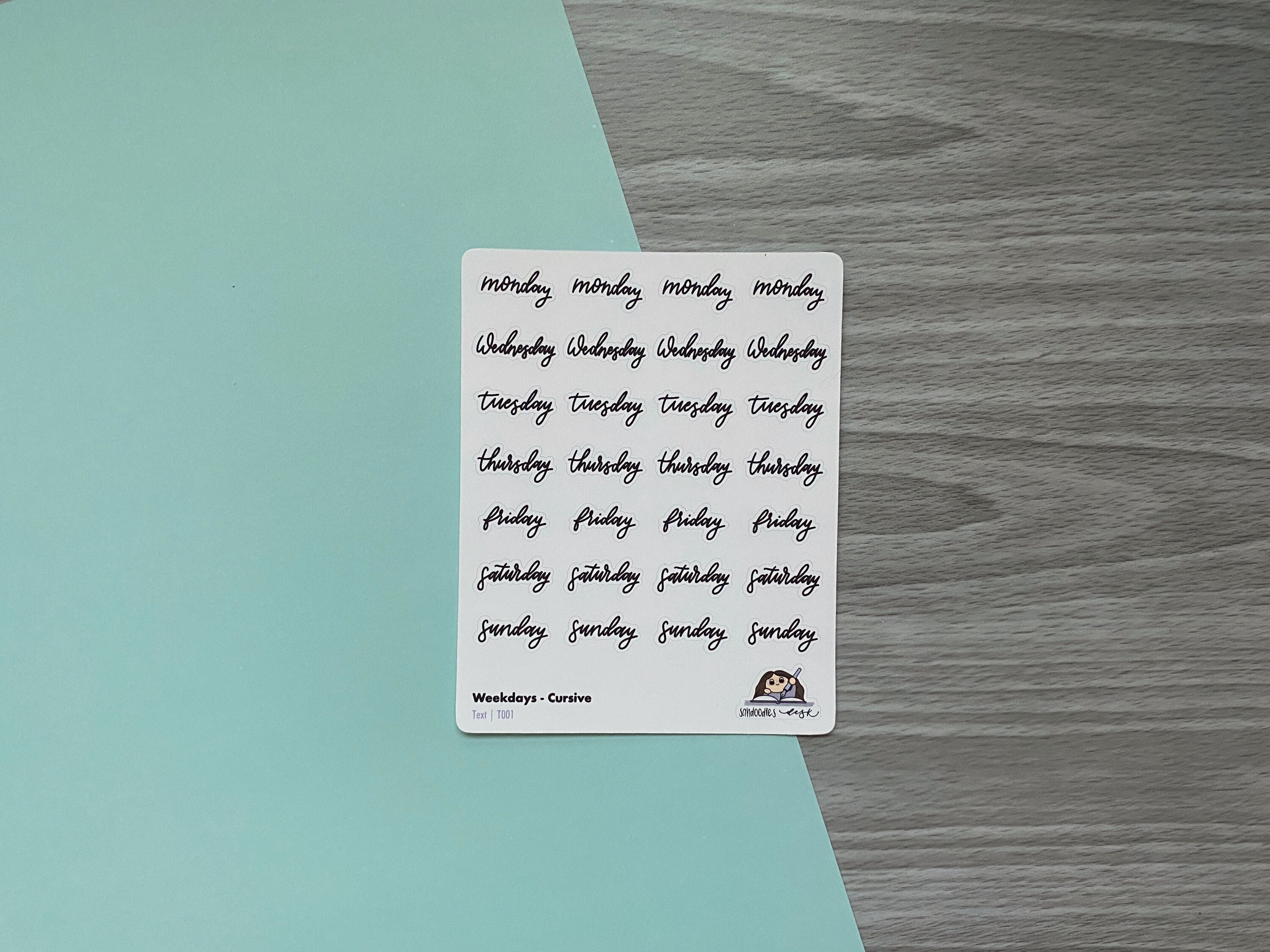 Cursive Days of the Week Sticker Sheet Functional Weekly | Etsy