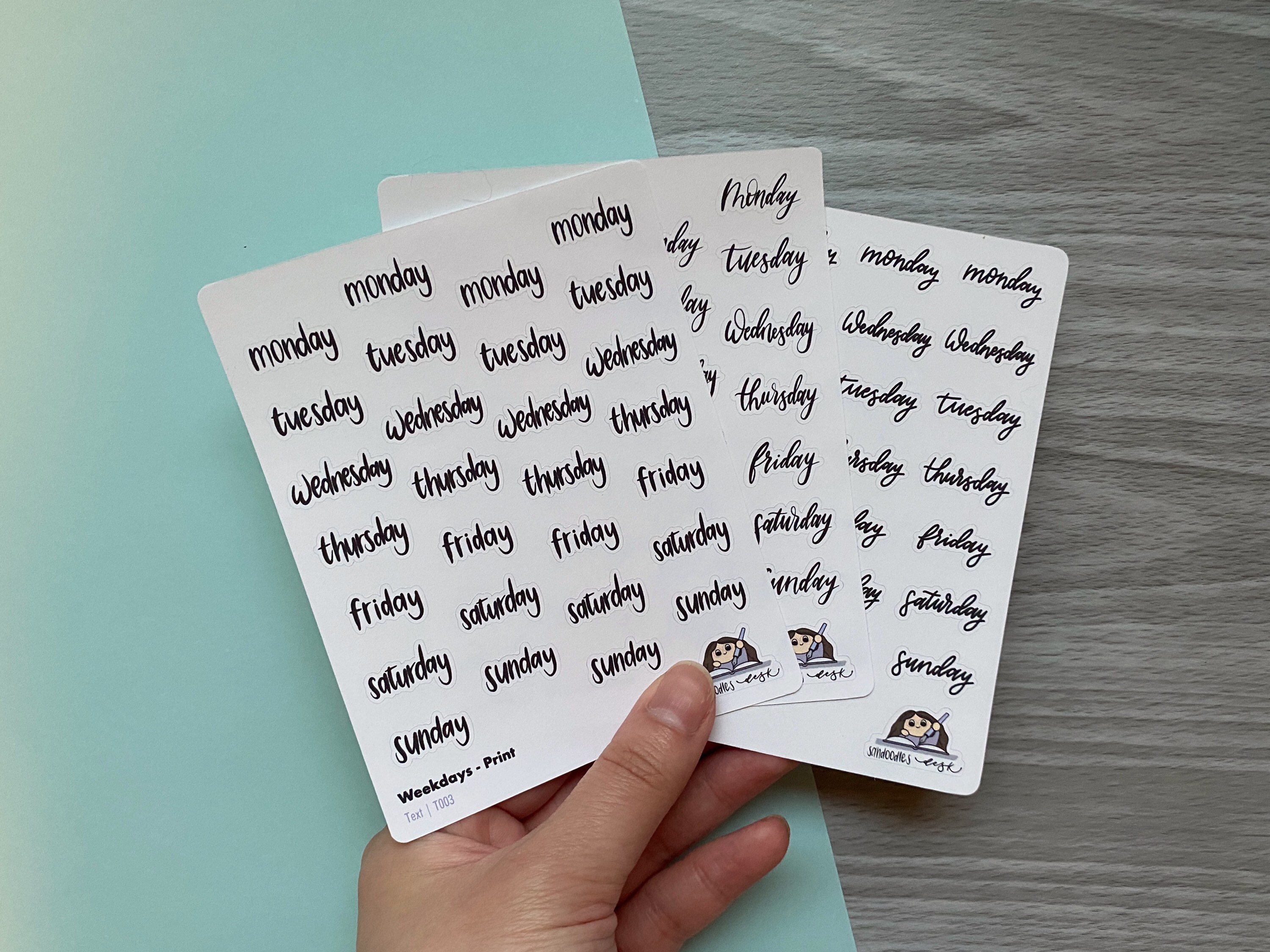 Cursive Days of the Week Sticker Sheet Functional Weekly | Etsy