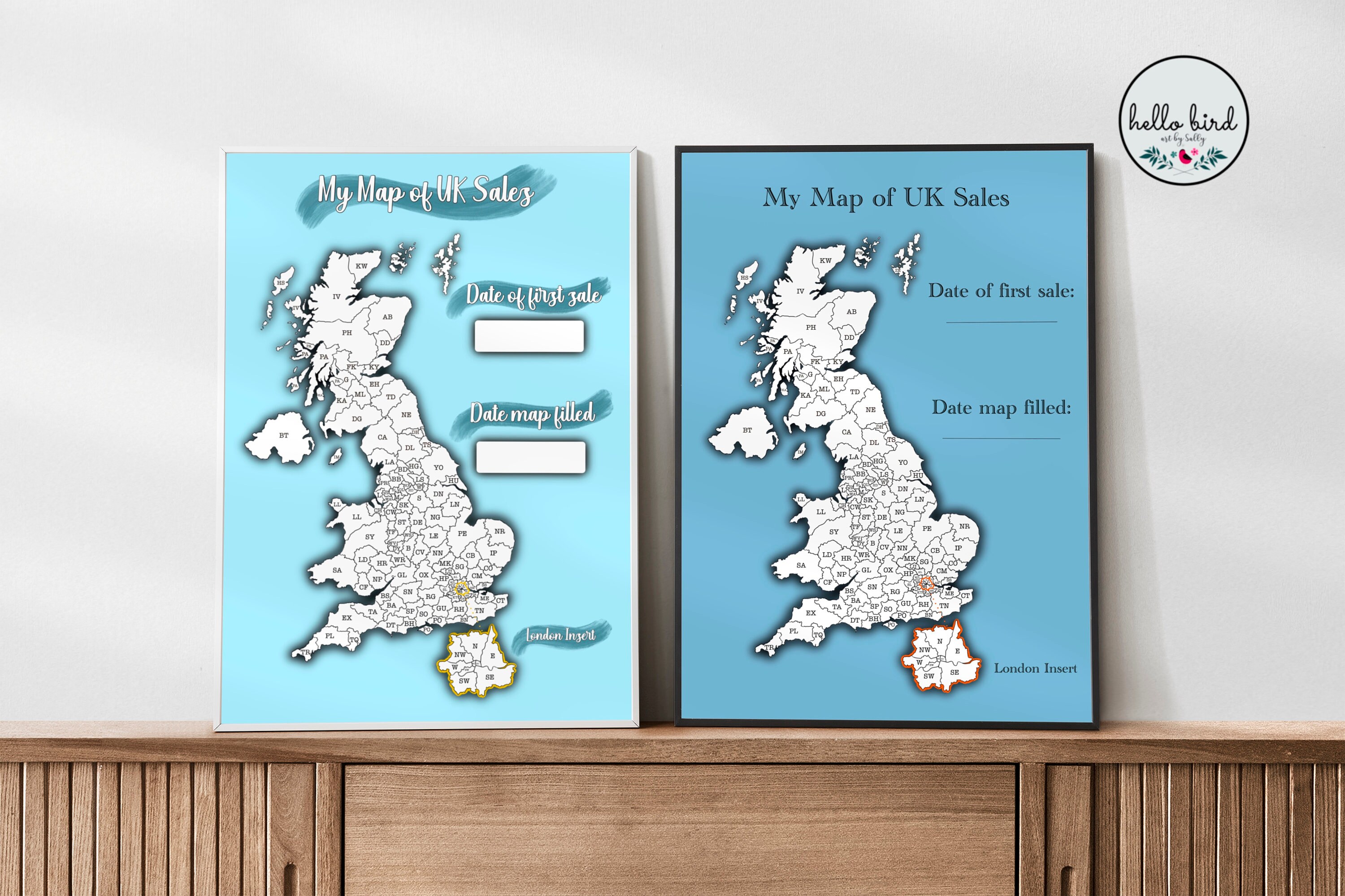 UK Postcode Sales Map Full UK Postcodes Colour in and | Etsy