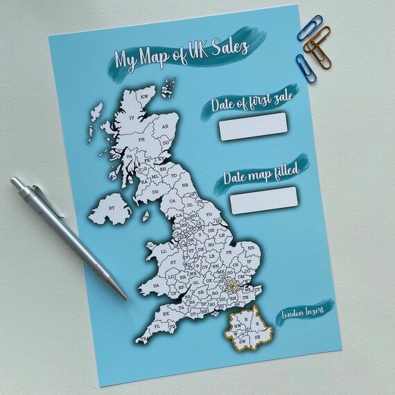UK Postcode Sales Map Full UK Postcodes Colour in and | Etsy
