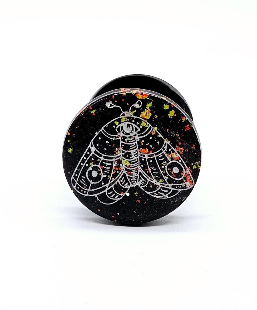 Epoxy Resin Mystic Moth Phone Grip or Retractable Badge Reel; Neon UV ...