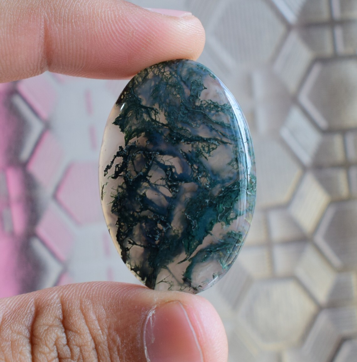 Natural Green Moss Agate Cabochon Designer green Moss Agate | Etsy