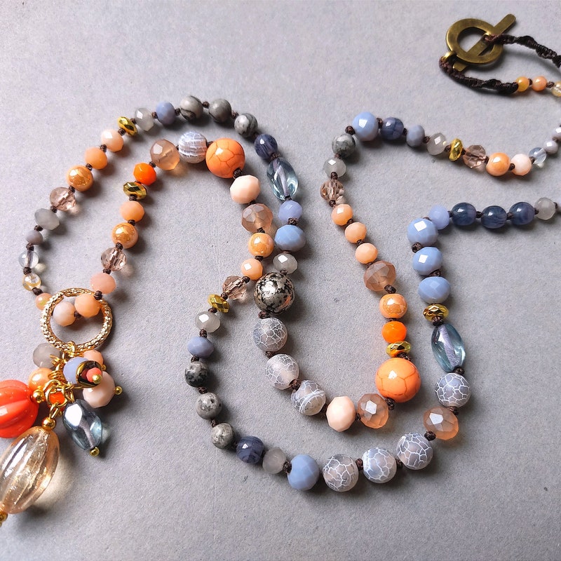 Long Beaded Necklace - Etsy