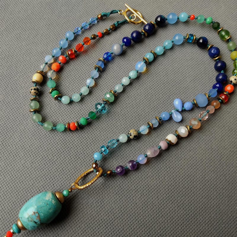 Long Beaded Necklace - Etsy