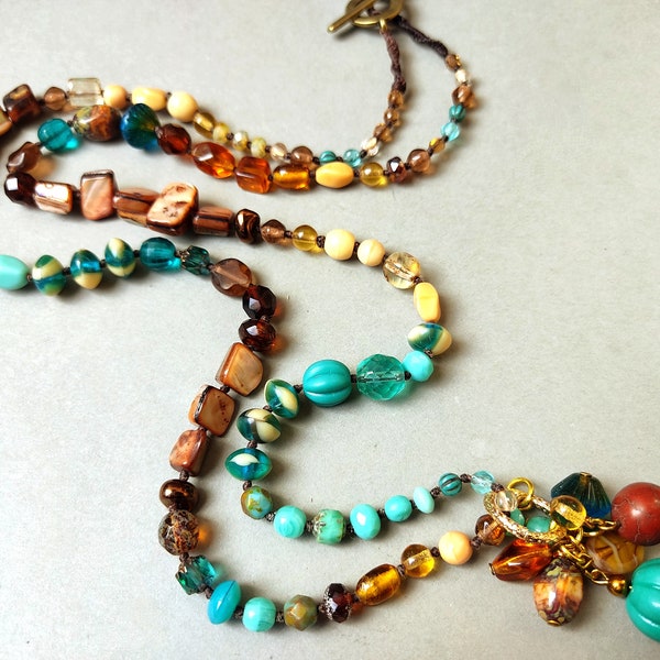 Long Boho Necklace - Etsy