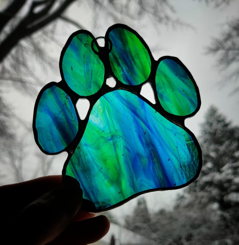 Paw Print PDF Stained Glass - Etsy