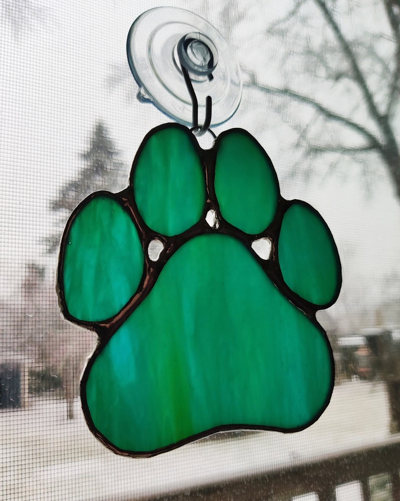 Paw Print PDF Stained Glass - Etsy