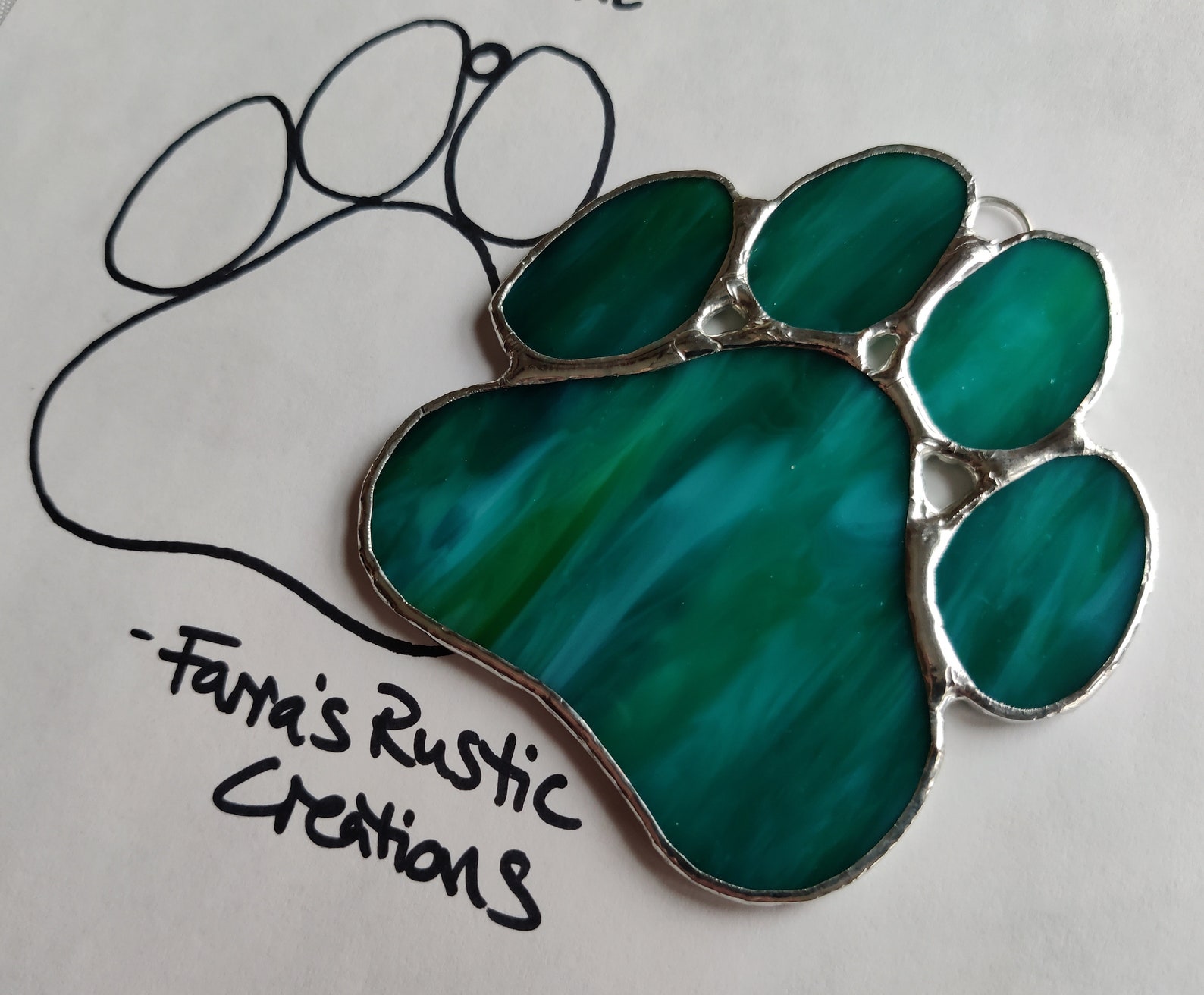 Paw Print PDF Stained Glass - Etsy
