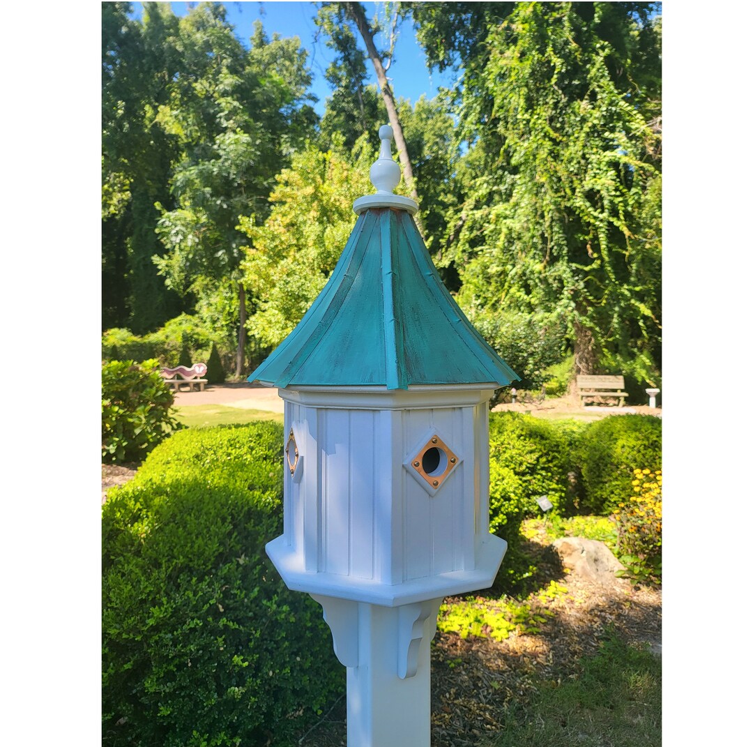 Copper Roof Birdhouse Handmade, Octagon Shape, Patina Copper Extra ...