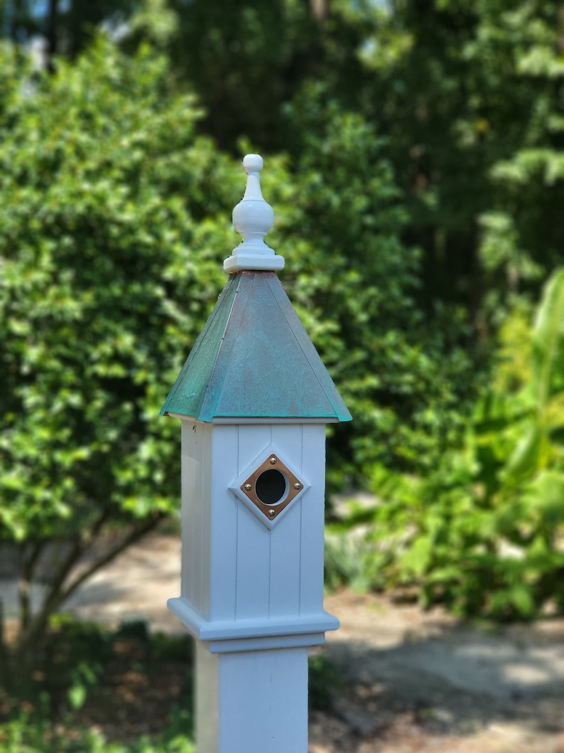 Bluebird Birdhouse Copper Top Handmade Vinyl With 1 Nesting Compartment ...