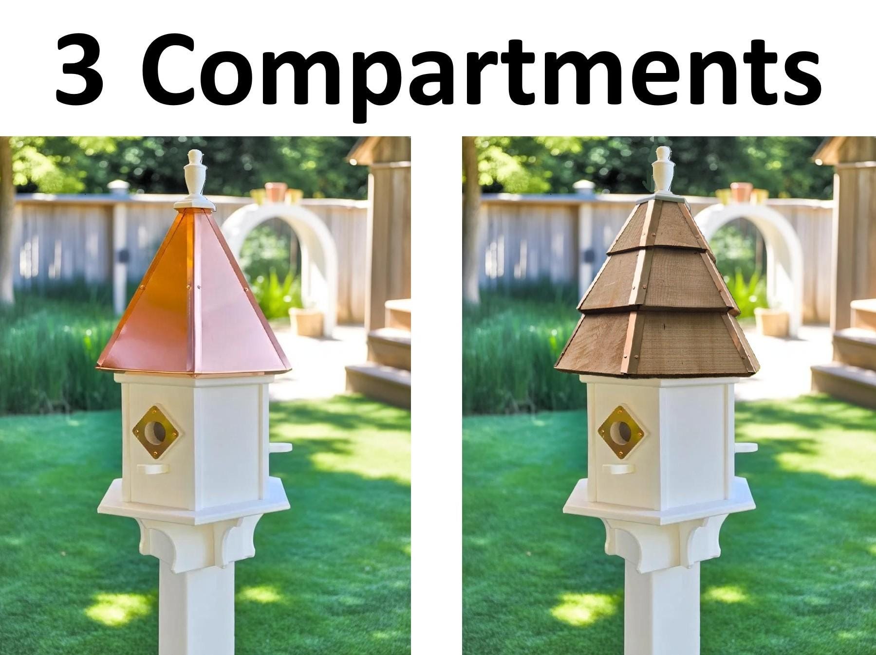 Birdhouse Copper Roof/cedar Roof With Predator Guards + Perches Combo ...