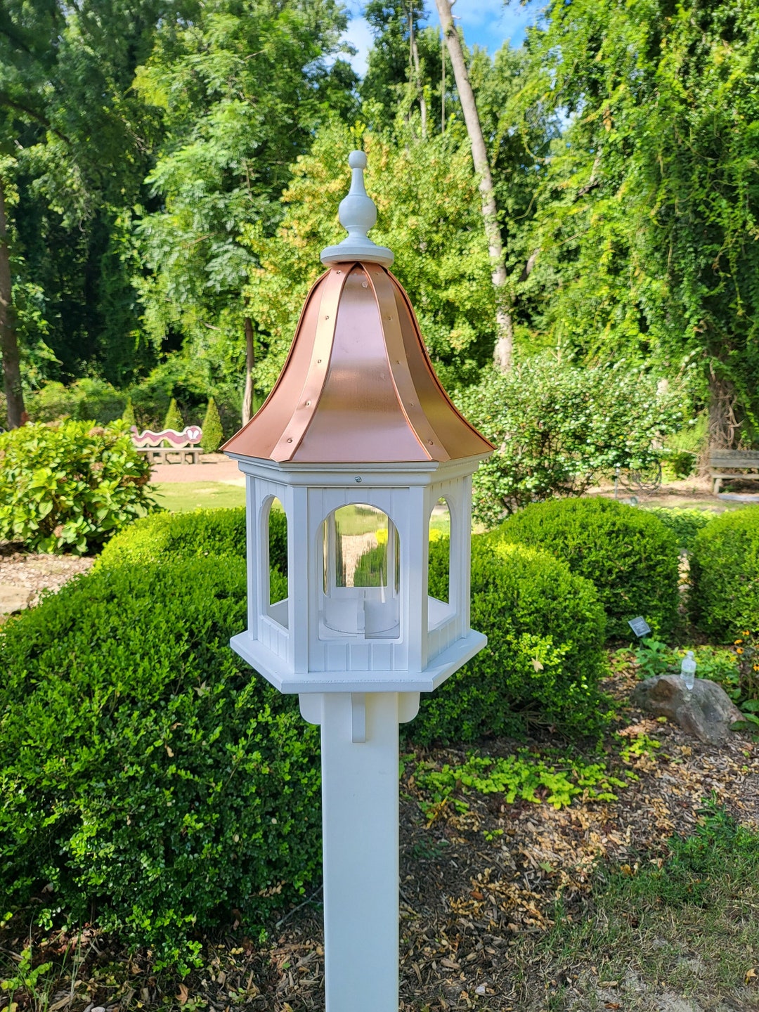 Copper Roof Bird Feeder Large, 6 Sided, Bell Shaped Roof, Premium ...