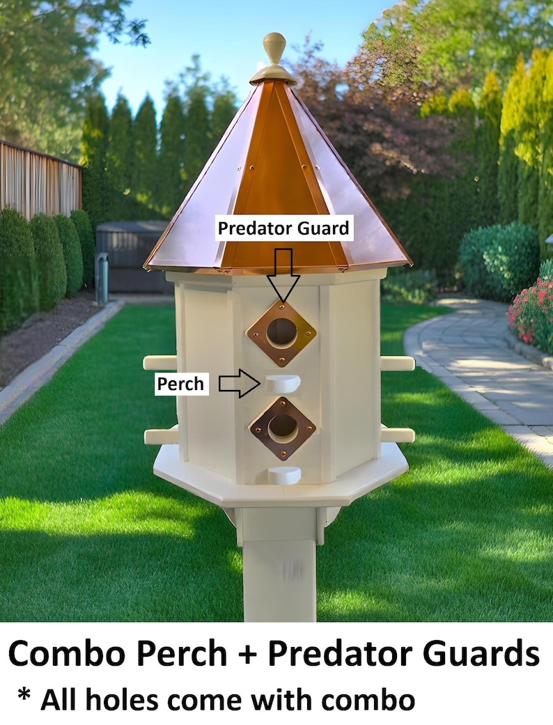 Birdhouse Copper Roof/cedar Roof With Predator Guards + Perches Combo ...
