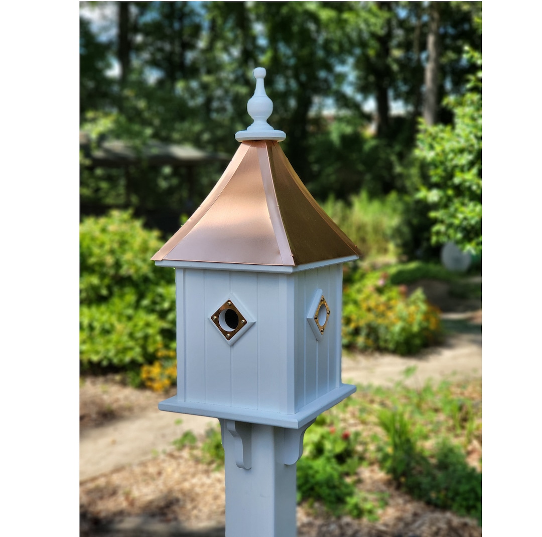 Birdhouse Copper Roof Handmade, With 4 Nesting Compartments Weather ...