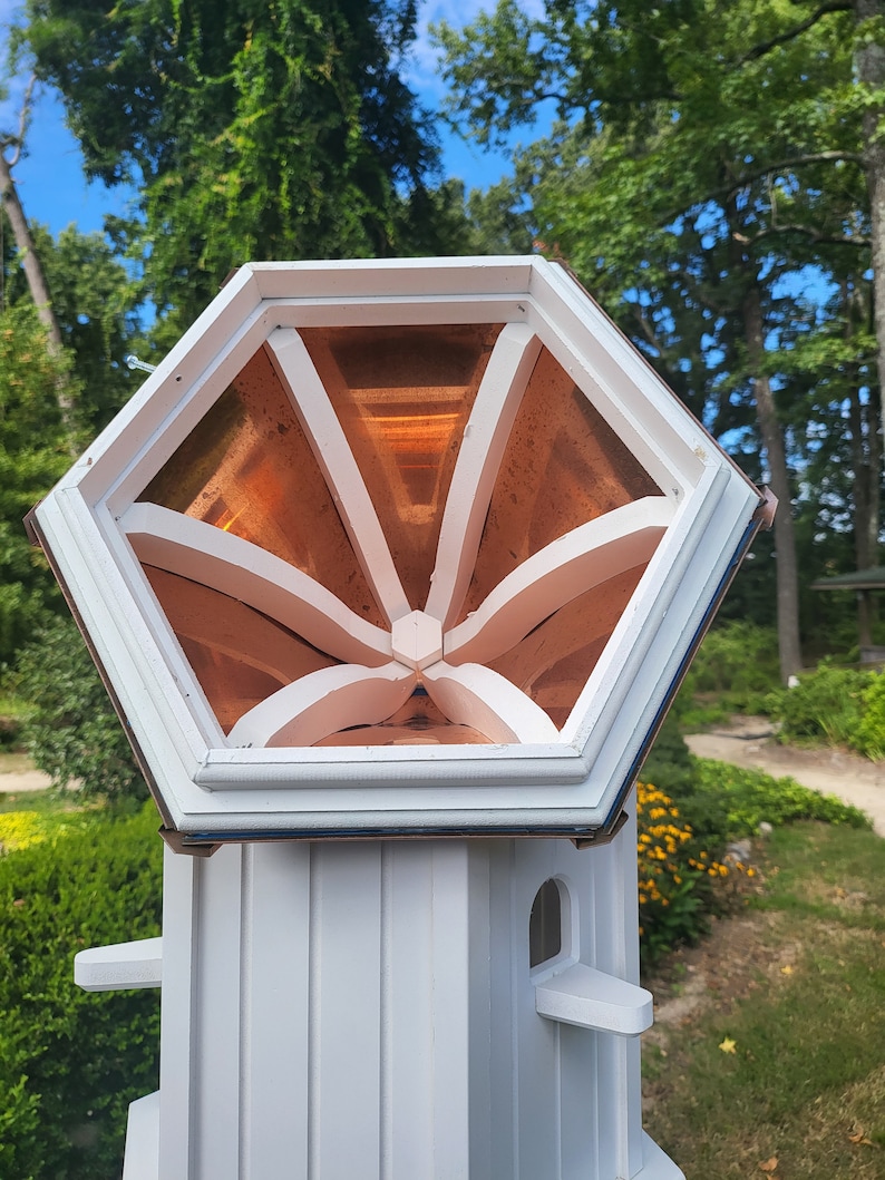 Copper Roof Birdhouse Handmade, 6 Sided, Large With 3 Nesting ...