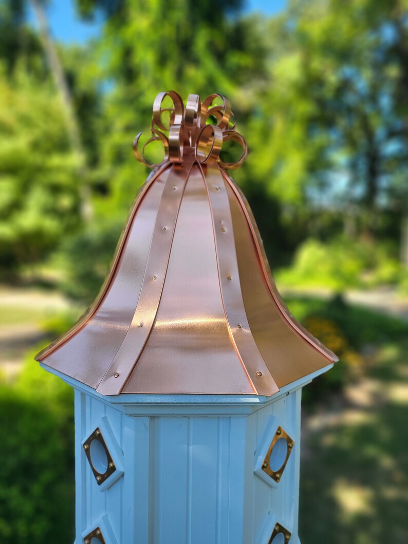 Bell Copper Roof Bird House With Curly Copper Design 8 - Etsy
