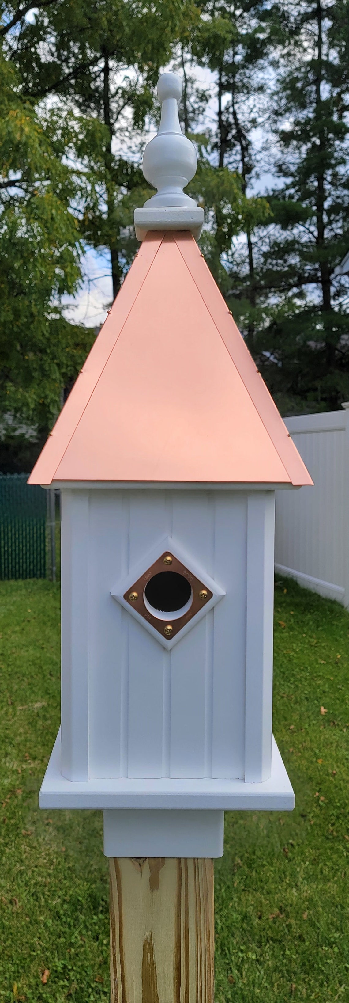 Bird House Copper Roof Handmade With 1 Nesting Compartment, Metal ...