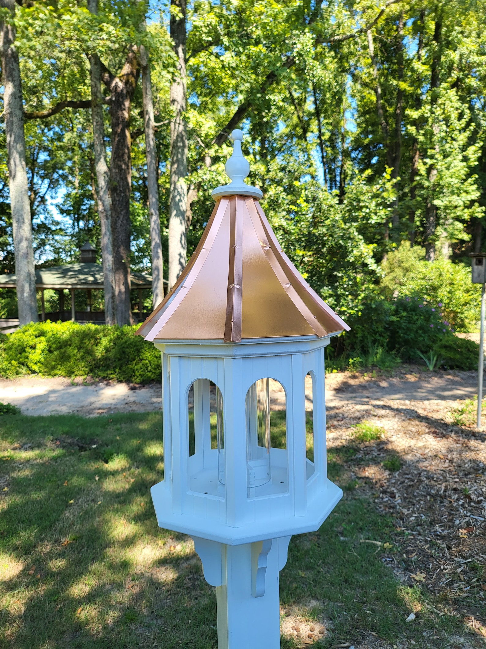 Large Bird Feeder Copper Roof, 8 Sided Octagon, Premium Feeding Tube ...