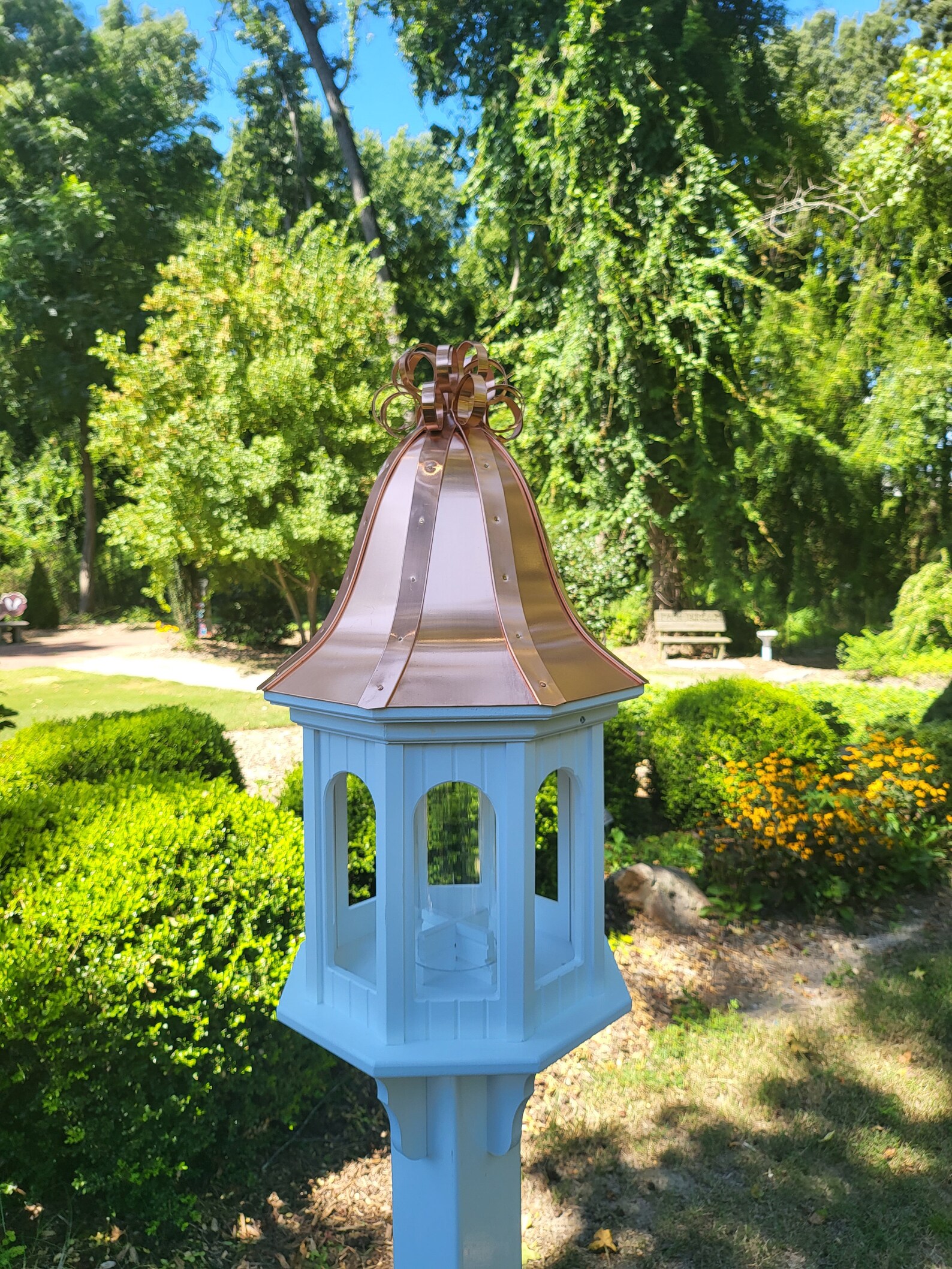 Large Bird Feeder Copper Roof, 8 Sided Octagon, Premium Feeding Tube ...