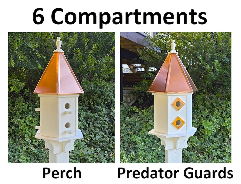 Copper Roof Birdhouse Amish Handmade Large With 2-8 Nesting ...