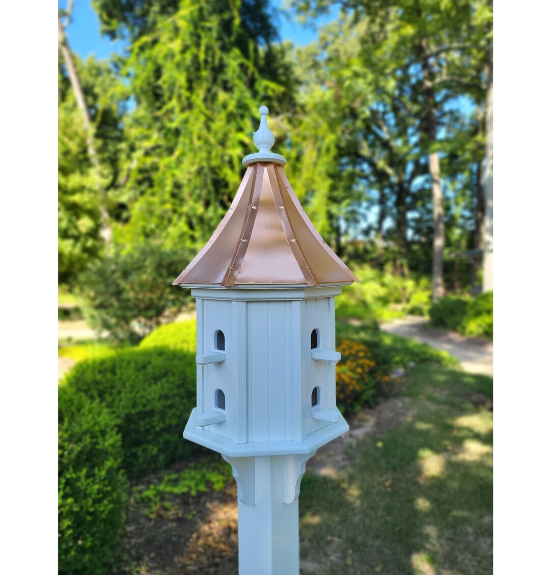 Birdhouse With Copper Roof Handmade, Octagon Shape, Extra Large With 8 ...